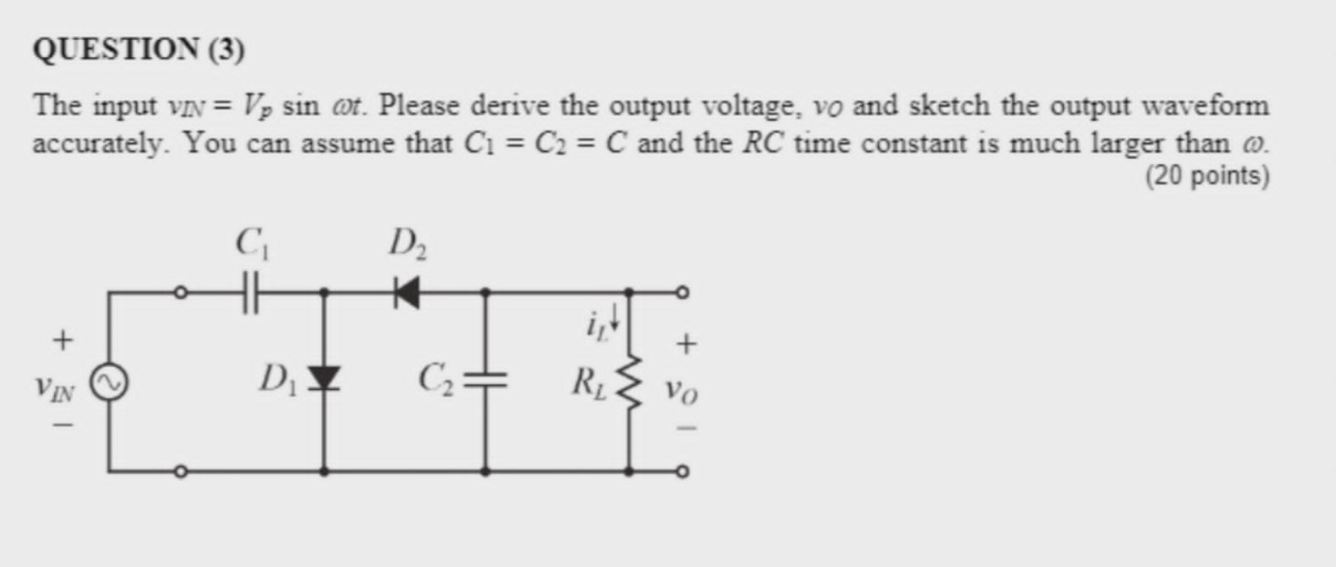 Solved QUESTION (3)The input vIN=Vpsinωt. ﻿Please derive the | Chegg.com