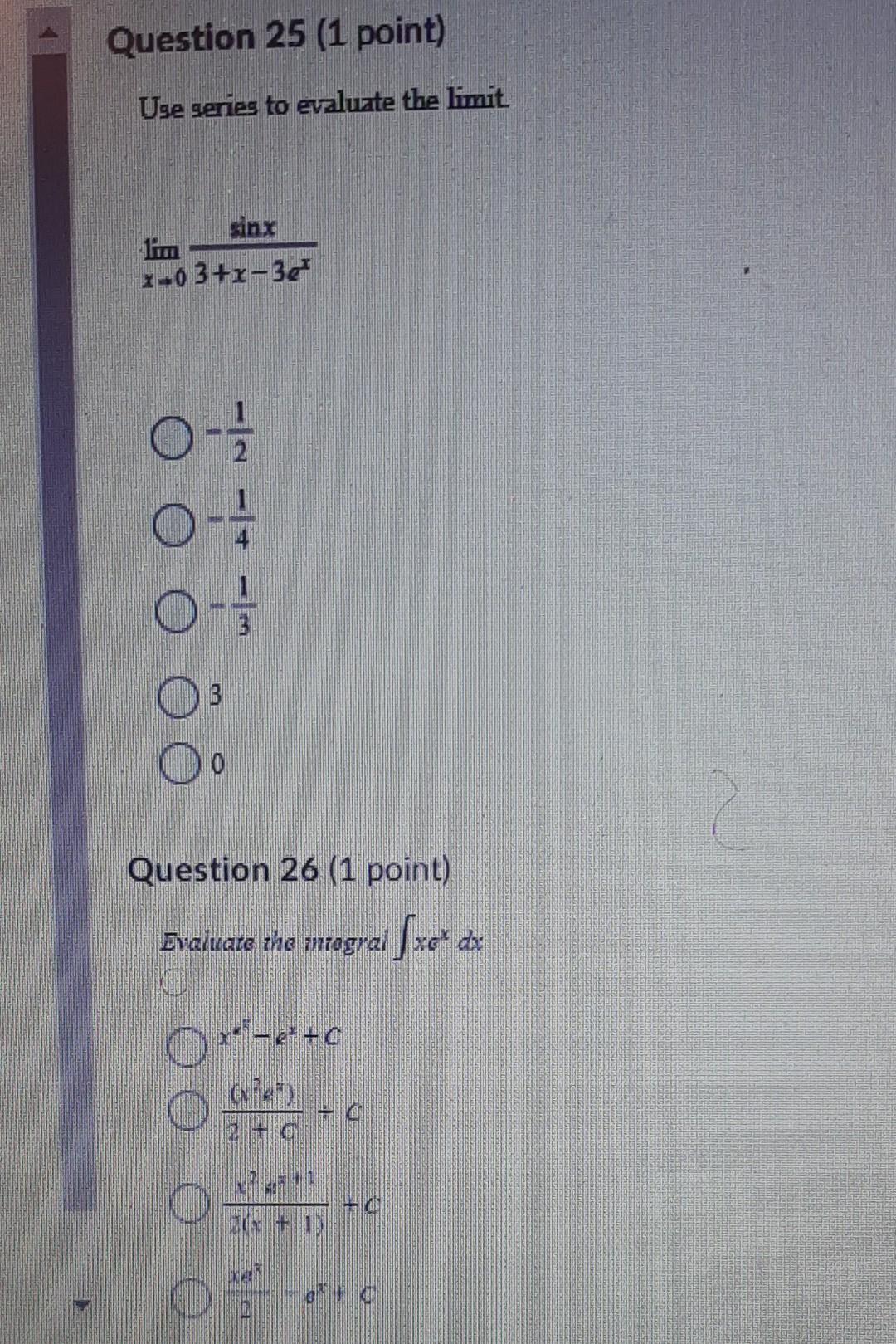Solved Use series to evaluate the limit. limx→03+x−3exsinx | Chegg.com
