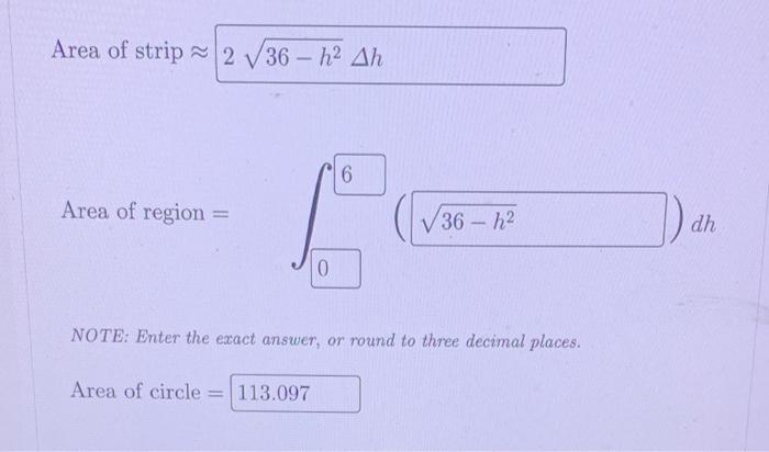 Solved Give an equation representing the area of the strip | Chegg.com