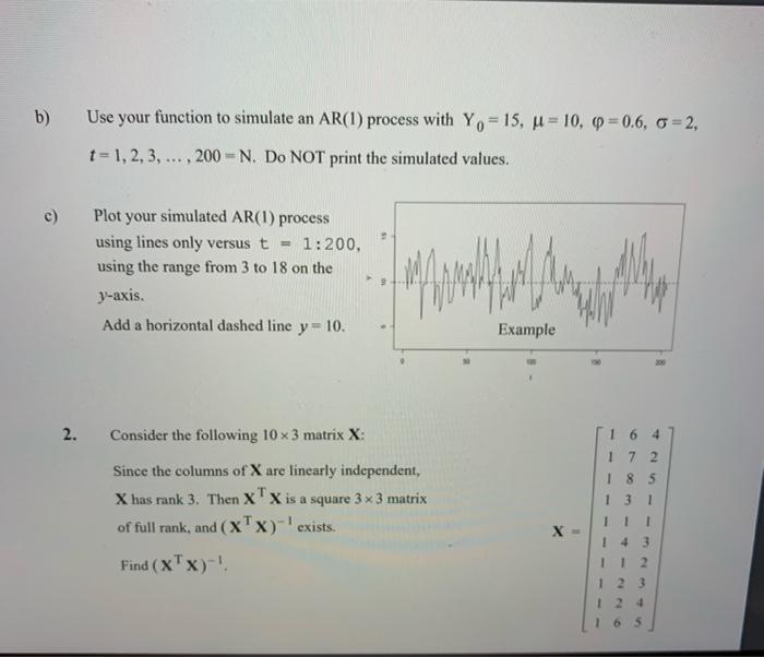 Solved 1. A first-order autoregressive model, AR(1), is a | Chegg.com
