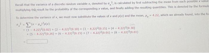 Solved Recall that the varlance of a discrete random | Chegg.com