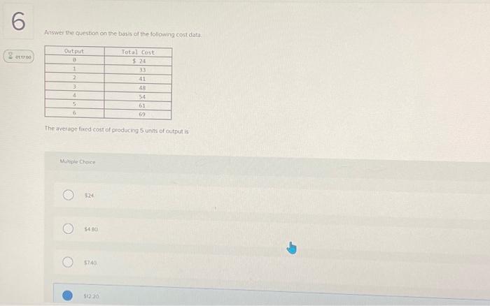 Solved 6 01:17:00 Answer the question on the basis of the | Chegg.com