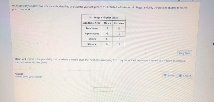 Solved Mr. Fraga's physics class has 105 students, | Chegg.com