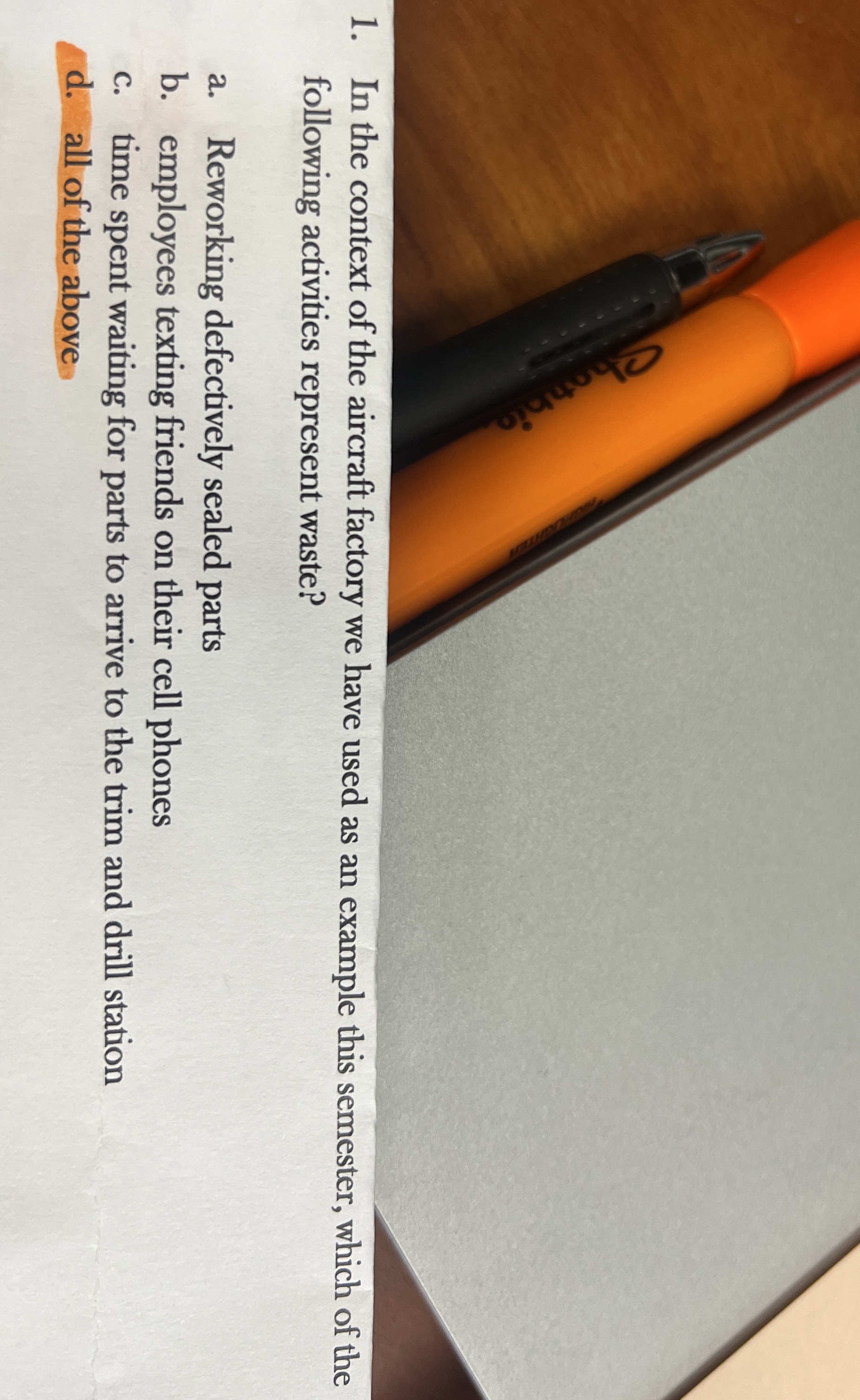 Solved In the context of the aircraft factory we have used | Chegg.com