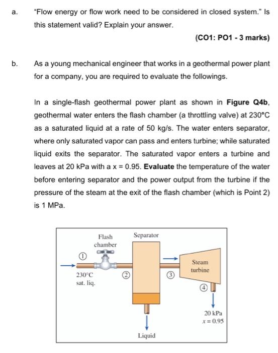 Solved a. "Flow energy or flow work need to be considered in | Chegg.com