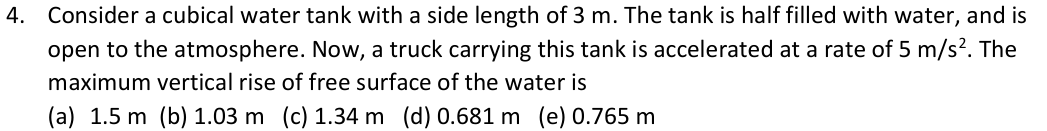 Solved Consider a cubical water tank with a side length | Chegg.com