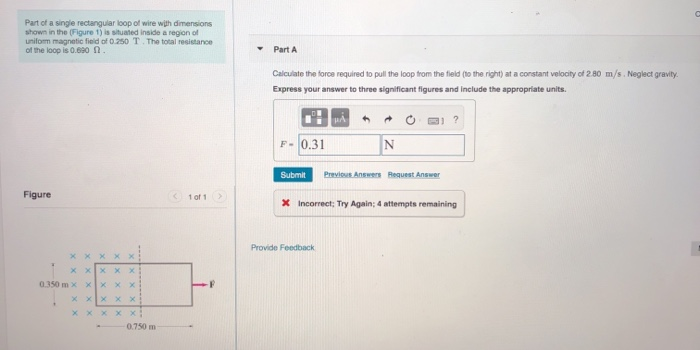 Solved Part of a single rectangular loop of wire with | Chegg.com
