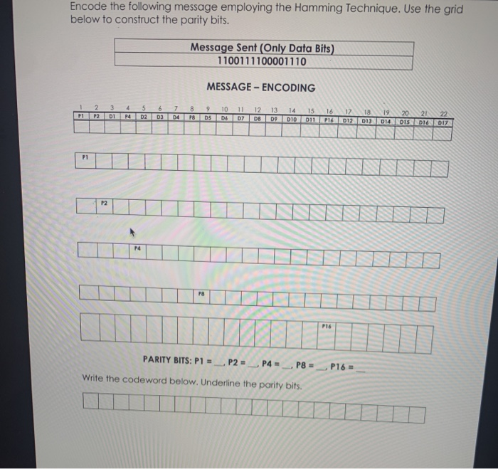 Solved Encode The Following Message Employing The Hamming 