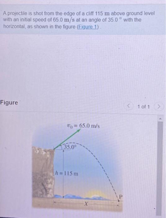 Solved A projectile is shot from the edge of a cliff 115 m | Chegg.com