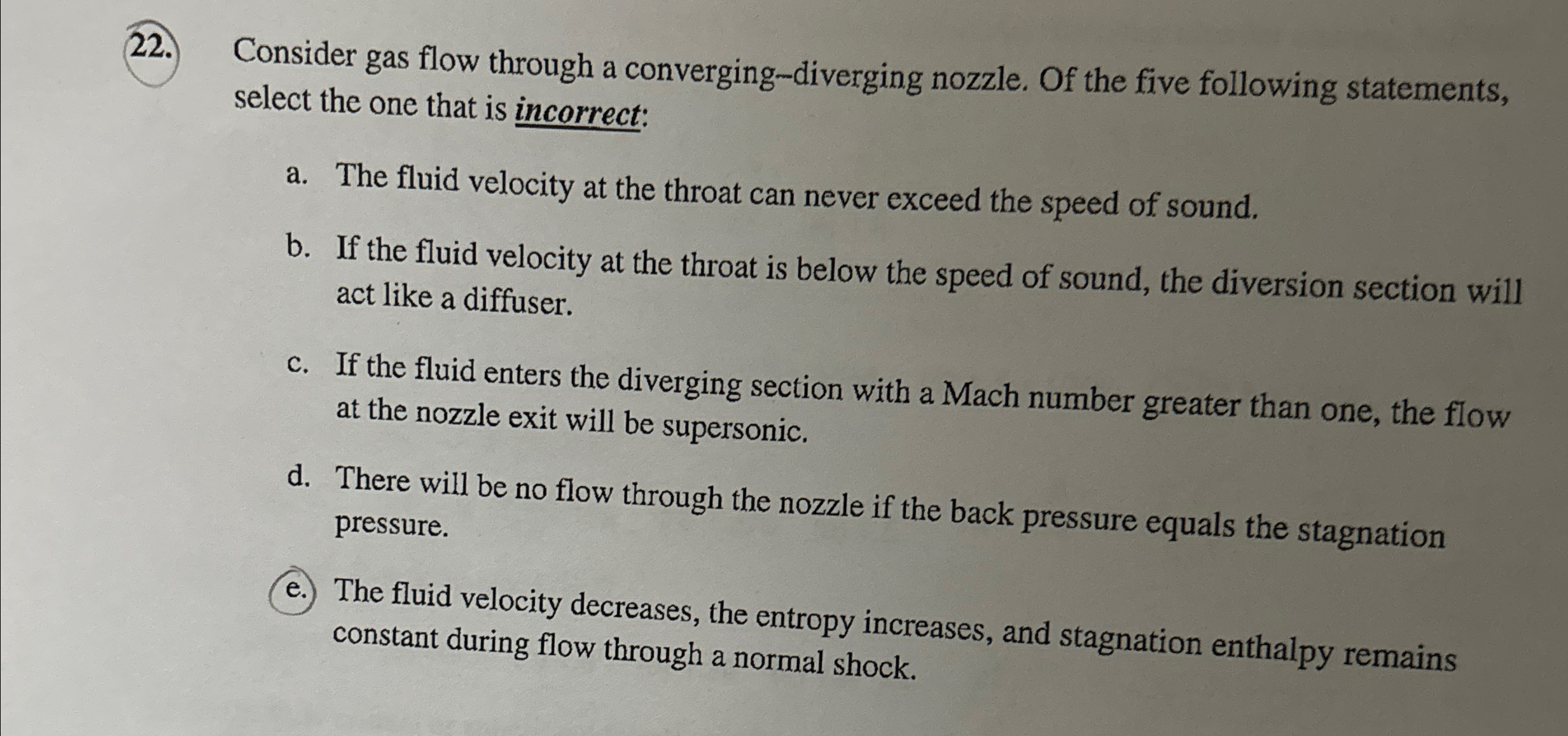 Solved Consider gas flow through a converging-diverging | Chegg.com