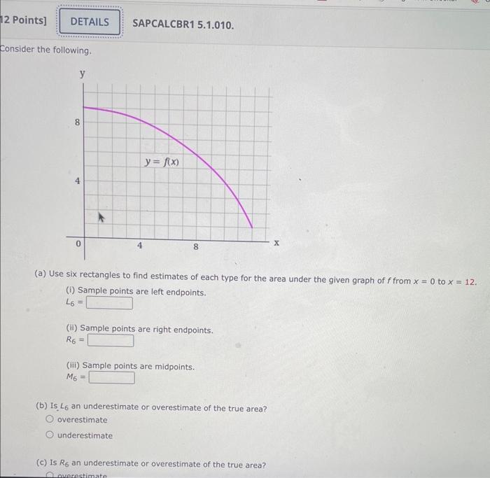 Solved Consider the following. (a) Use six rectangles to | Chegg.com