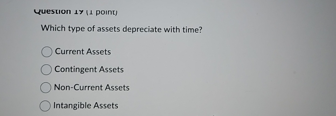Solved Yuestion 1 (1) ﻿point)Which type of assets depreciate | Chegg.com
