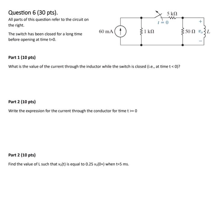 Solved Question 6 (30 pts). All parts of this question refer | Chegg.com