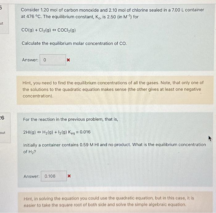 Solved Consider 1.20 mol of carbon monoxide and 2.10 mol of | Chegg.com
