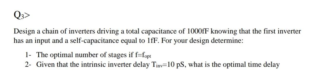 Solved Design a chain of inverters driving a total | Chegg.com