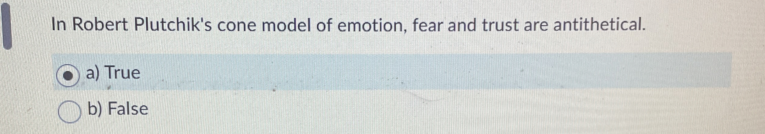 Solved In Robert Plutchik's cone model of emotion, fear and | Chegg.com