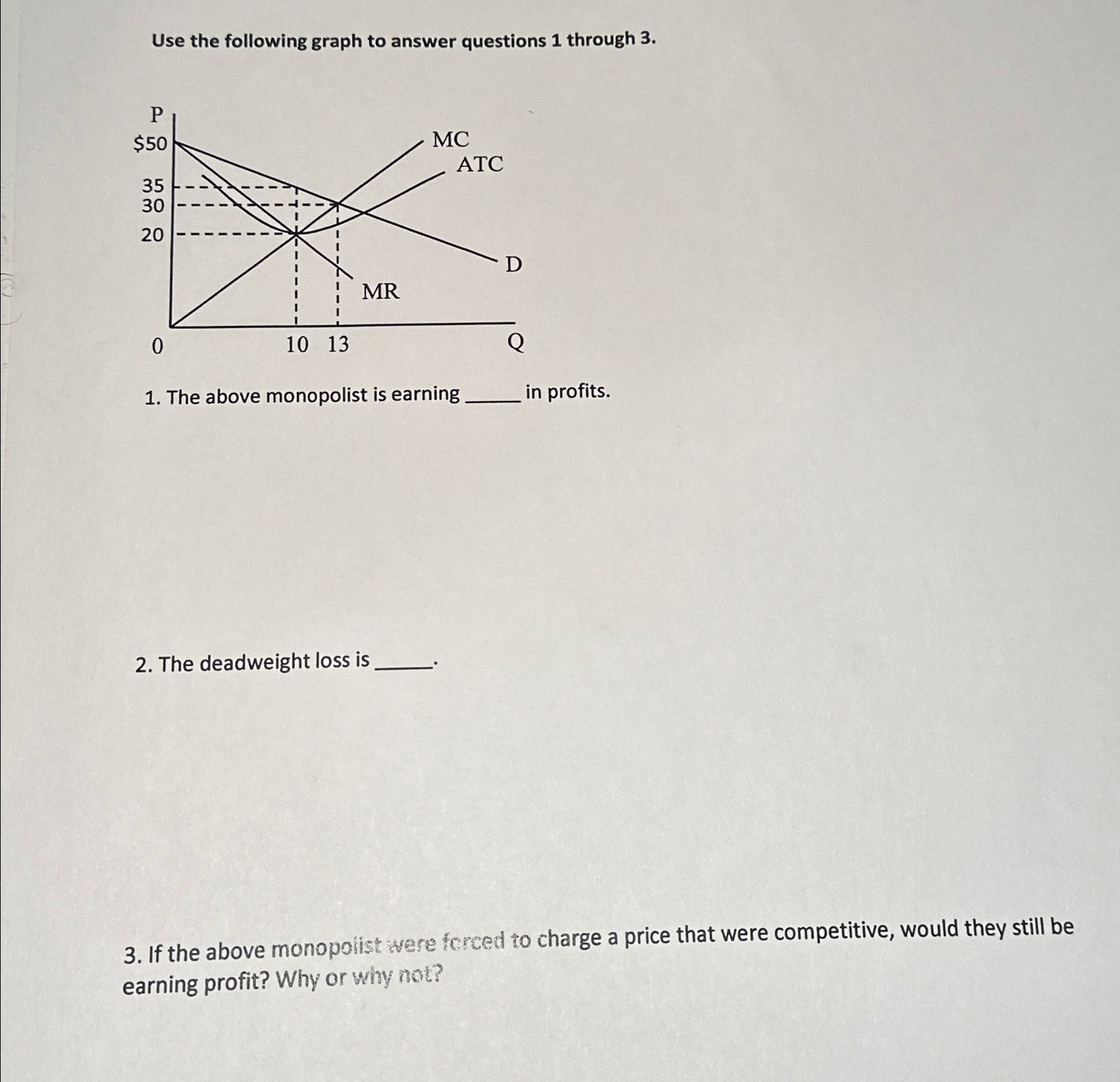Solved Use the following graph to answer questions 1 | Chegg.com