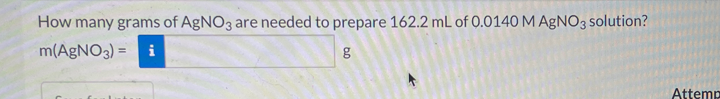 Solved How many grams of AgNO3 ﻿are needed to prepare | Chegg.com