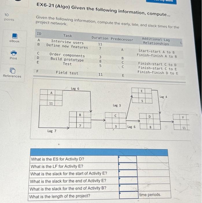 Solved EX6-21 (Algo) Given the following information, | Chegg.com