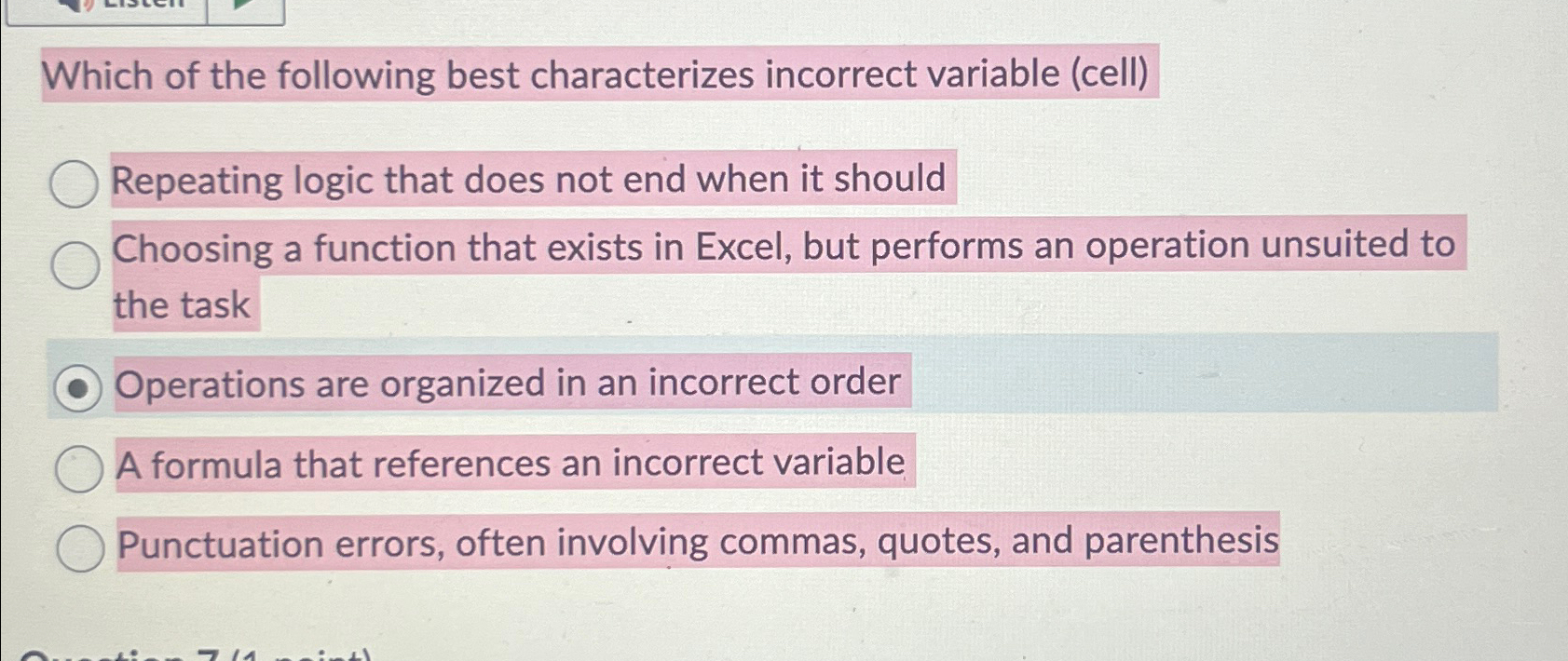 Solved Which of the following best characterizes incorrect | Chegg.com