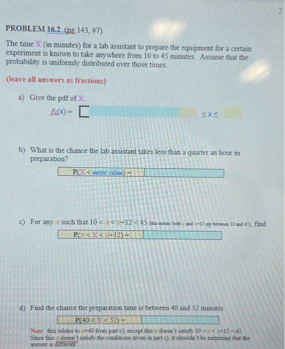 Solved PROBLEM 16.2 (pg 143, #7) The time X (in minutes) for | Chegg.com