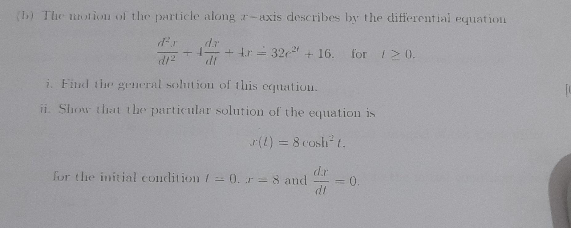 Solved The motion of the particle along x-axis describes by | Chegg.com