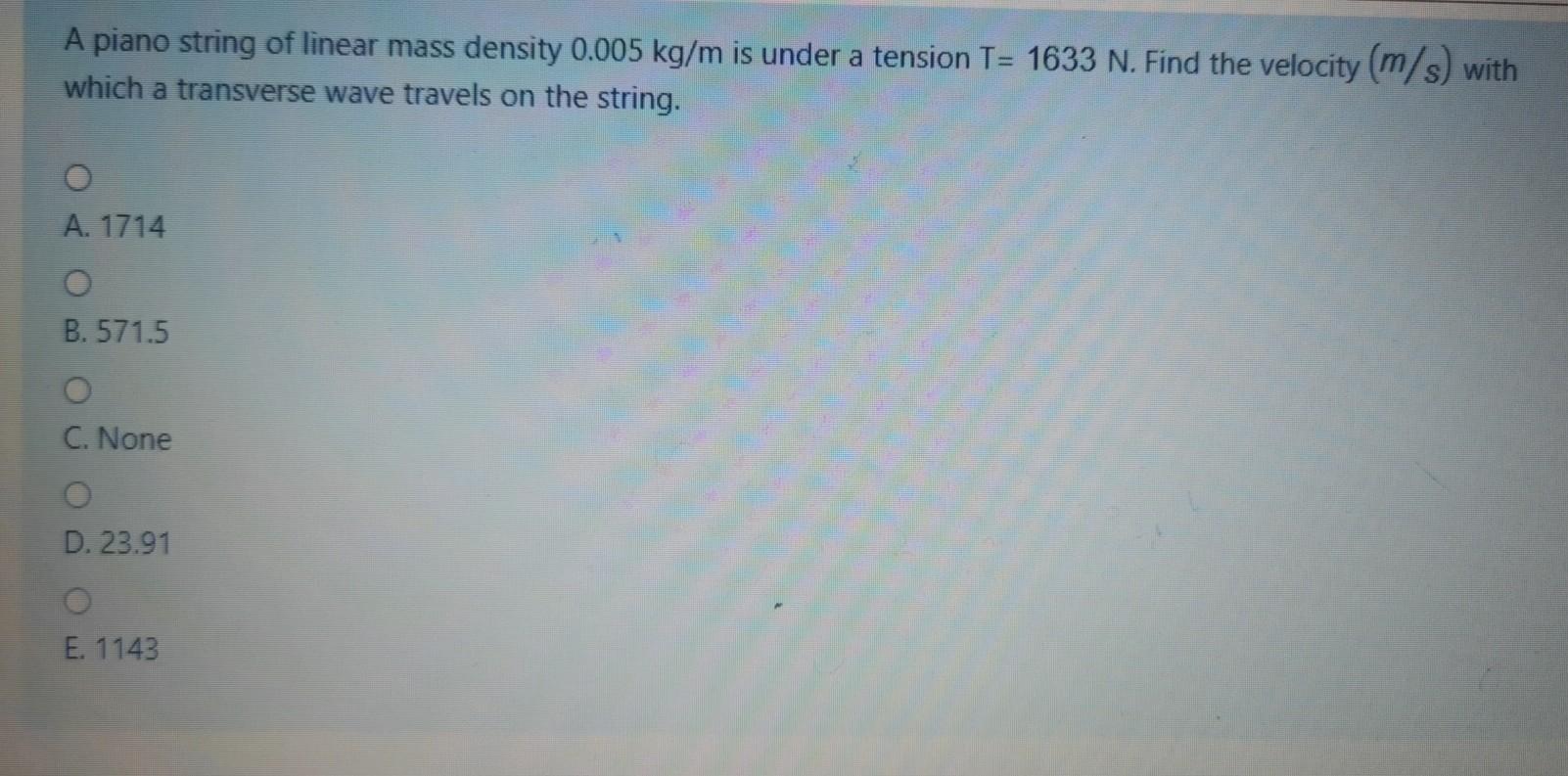 Solved A piano string of linear mass density 0.005 kg/m is | Chegg.com