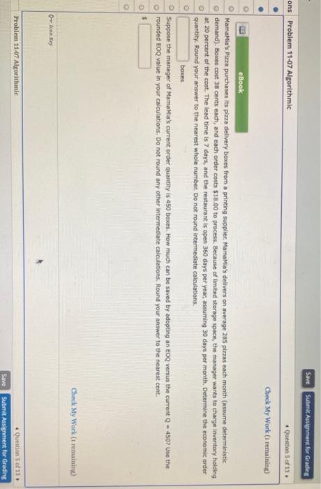 Save Submit Assignment for Grading ons Problem 11-07 | Chegg.com