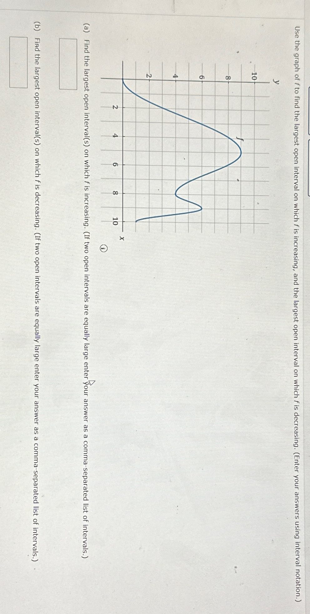 Solved Use the graph of f ﻿to find the largest open interval | Chegg.com