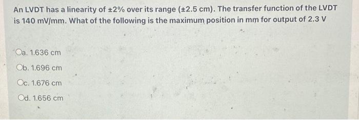 Solved An LVDT has a linearity of +2% over its range (+2.5 | Chegg.com