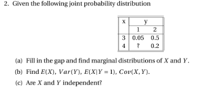 Solved Given the following joint probability distribution(a) | Chegg.com