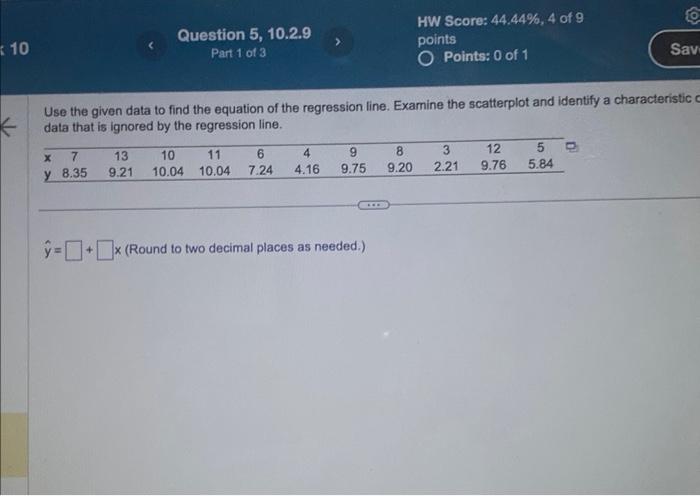 Solved Use the given data to find the equation of the | Chegg.com