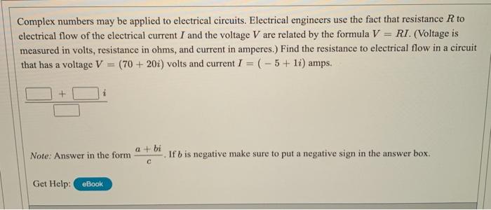 Solved Complex numbers may be applied to electrical | Chegg.com