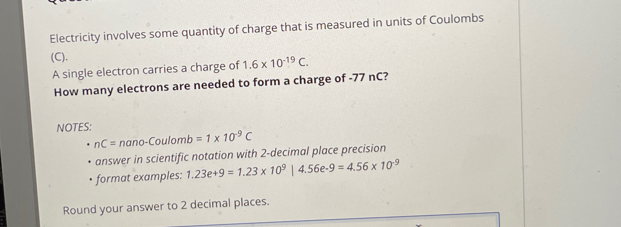 Solved Electricity involves some quantity of charge that is | Chegg.com