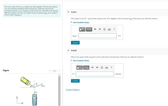 Solved Two can both of mass colide and stick togethet Prior | Chegg.com