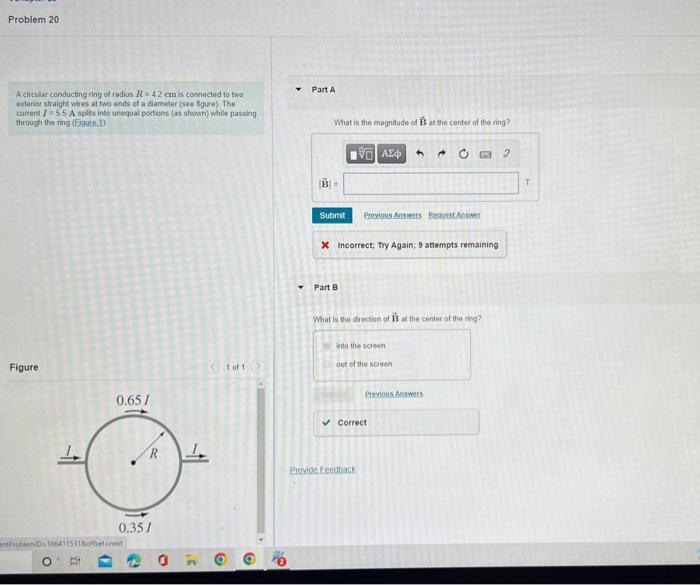 Solved Problem 20 Part A A circular conducting ring of | Chegg.com