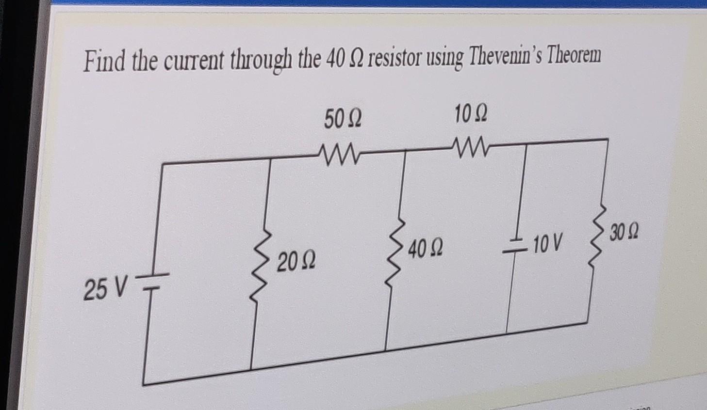 Solved Find The Current Through The 40Ω Resistor Using