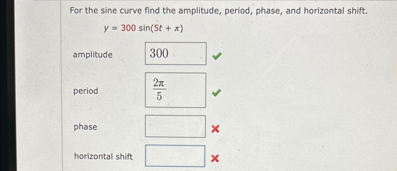 Solved For the sine curve find the amplitude, period, phase, | Chegg.com
