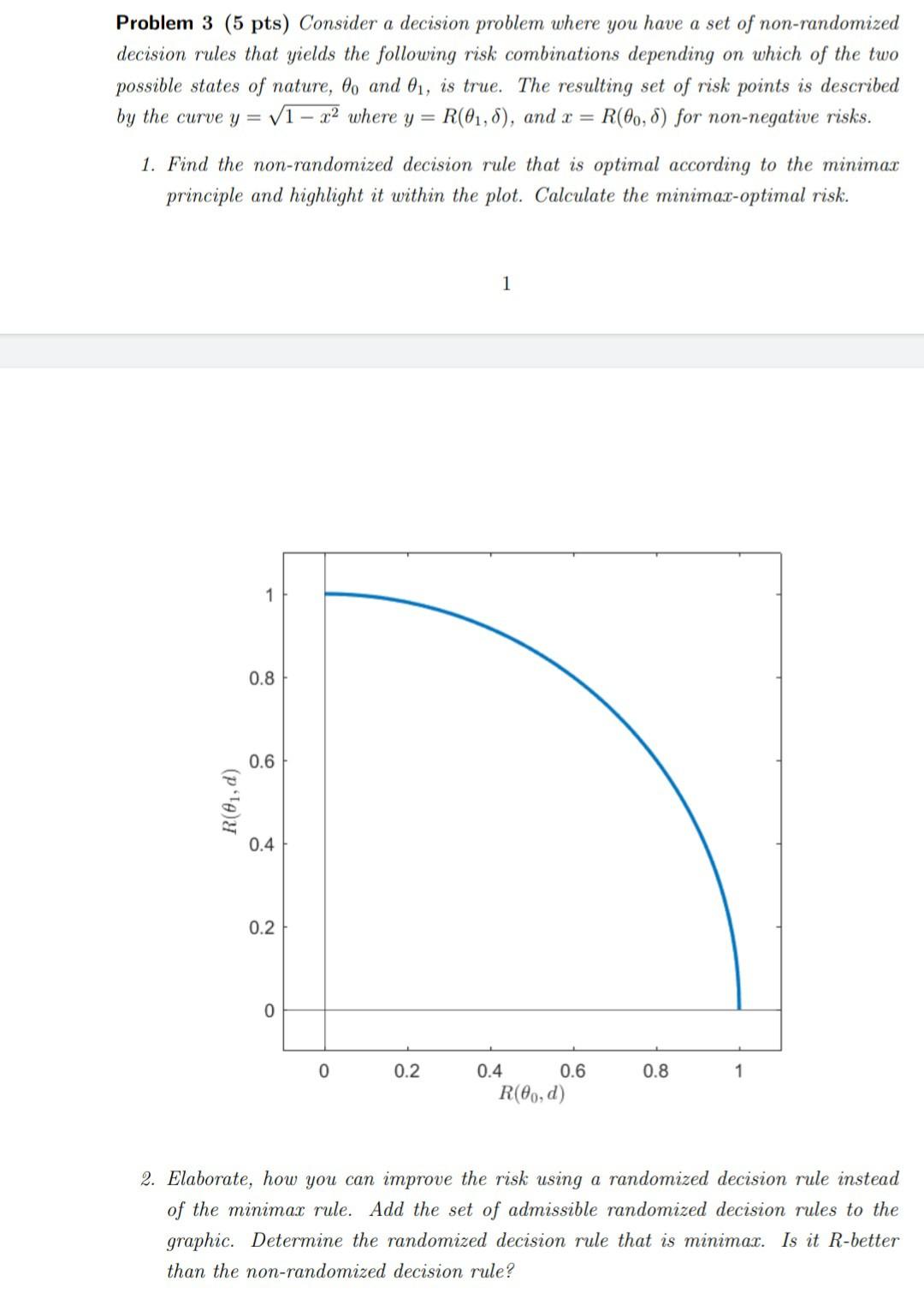 Solved Problem 3 (5 pts) Consider a decision problem where | Chegg.com