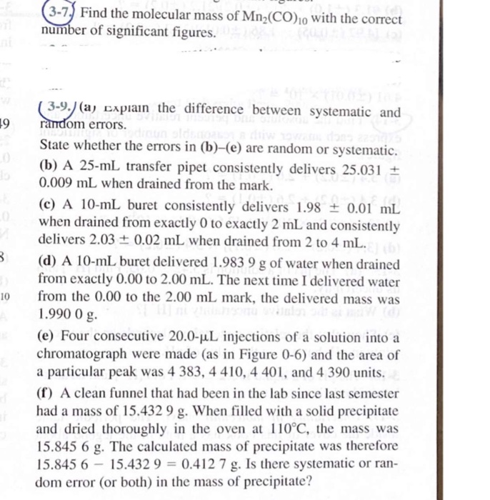 Solved 3-7. Find the molecular mass of Mn2(CO)10 with the | Chegg.com