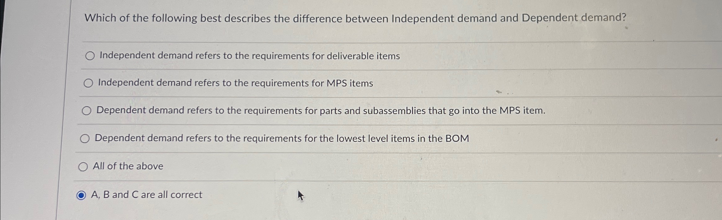Solved Which of the following best describes the difference | Chegg.com