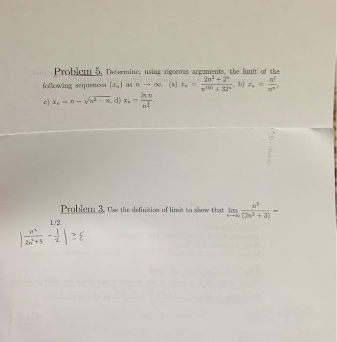 Solved Problem 5. Determine, using rigorous arguments, the | Chegg.com