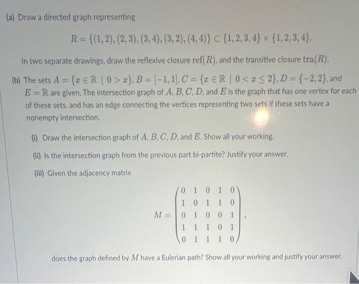 Solved (a) Draw a directed graph representing | Chegg.com