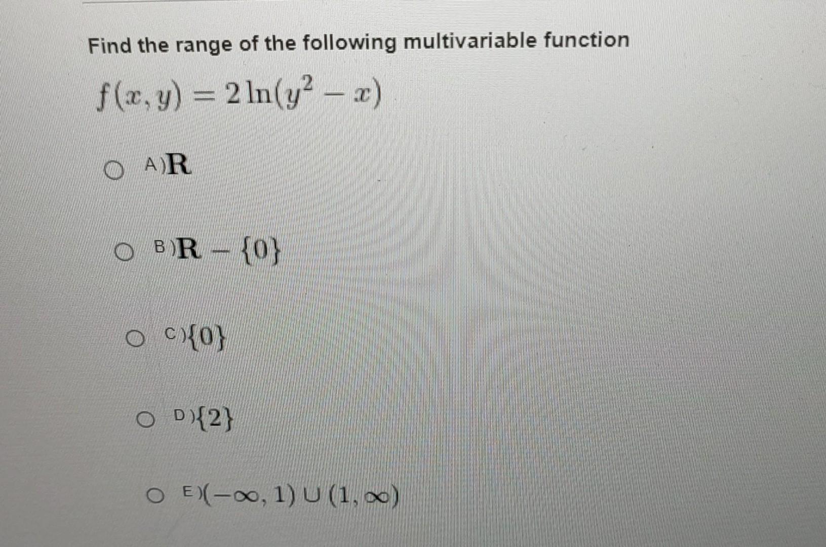 Solved Find the range of the following multivariable | Chegg.com