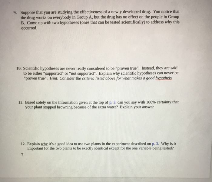 ACTIVITY 1: Scientific Method, Hypotheses, and | Chegg.com