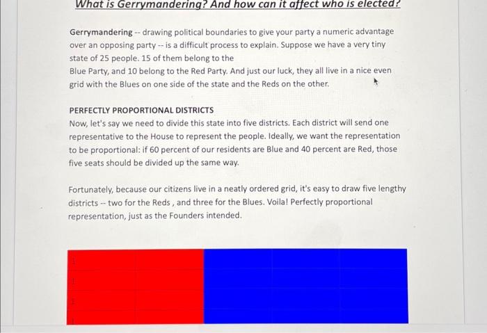 Gerrymandering -- drawing political boundaries to | Chegg.com