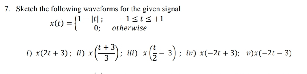 Sketch the following waveforms for the given | Chegg.com