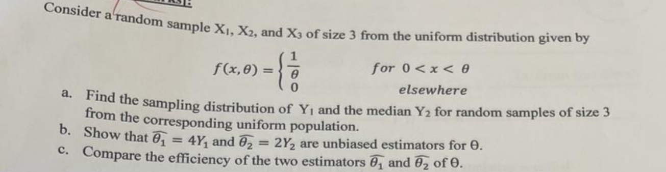 Consider a random sample x1,x2, ﻿and x3 ﻿of size 3 | Chegg.com