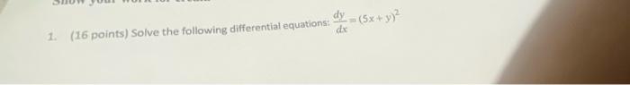 Solved 1. (16 points) Solve the following differential | Chegg.com