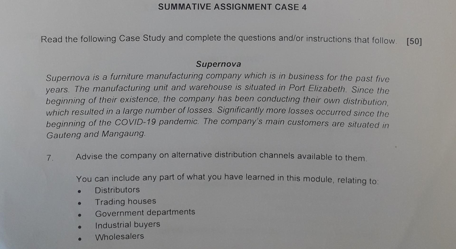 Solved SUMMATIVE ASSIGNMENT CASE 4 Read the following Case | Chegg.com